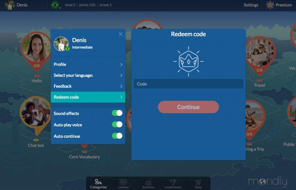 Mondly languages free premium code, unlock all Mondly lessons