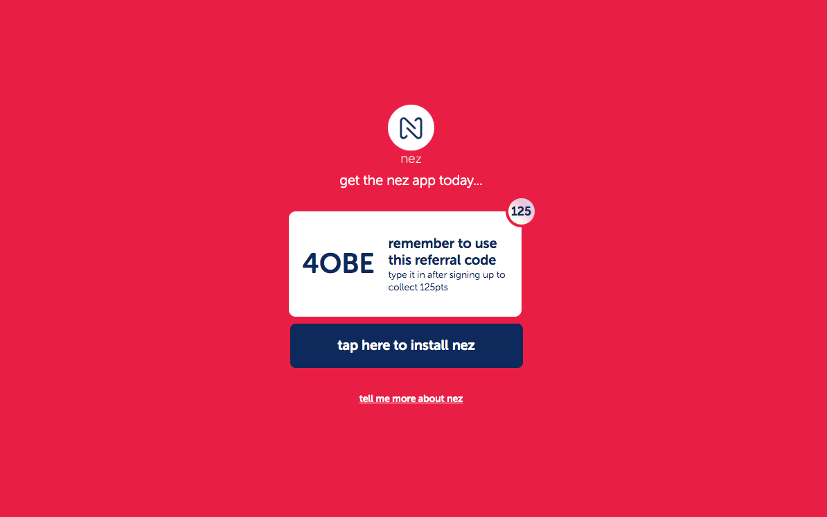 Nez referral code 125 points bonus - London Coffee and food app - UK