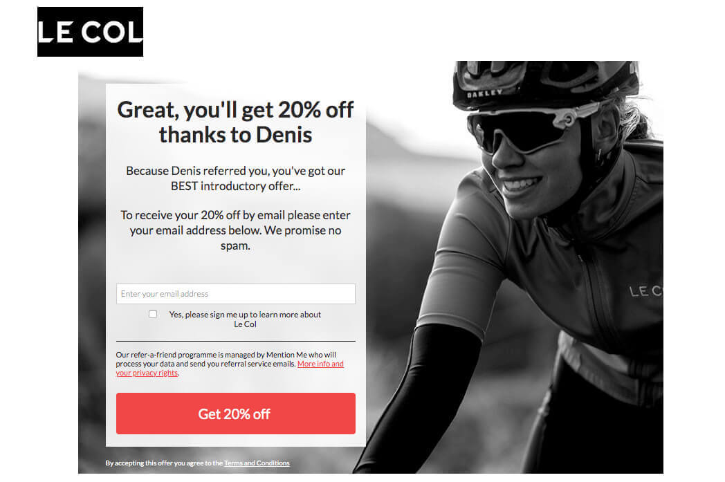 Le Col referral code discount 20% off - refer a friend invite