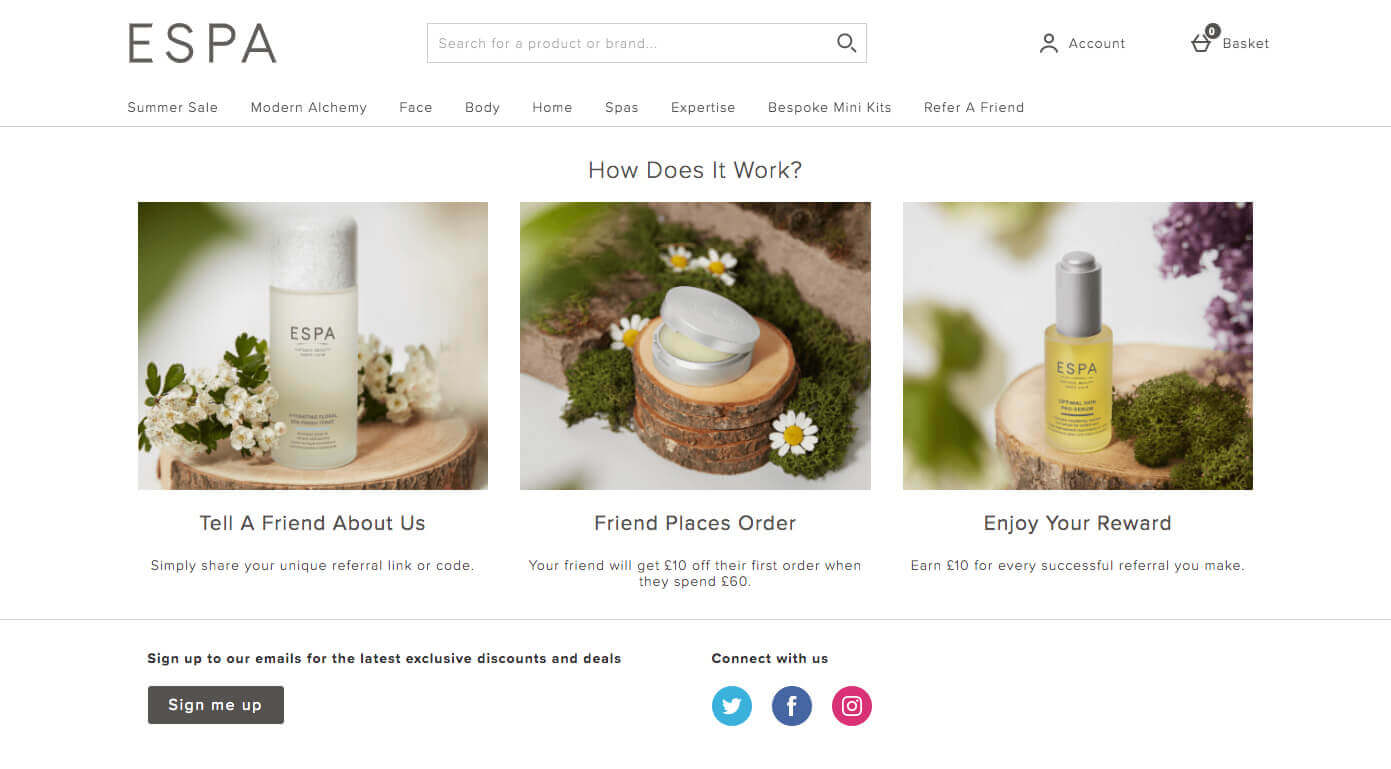 ESPA skincare referral code £10 OFF (minimum spend £60) + free delivery
