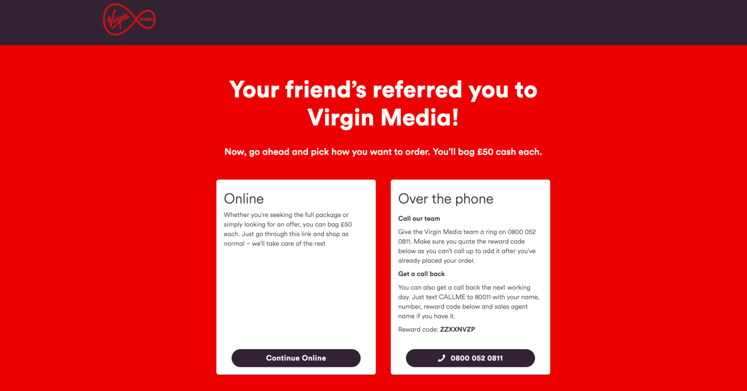 Virgin Media deals for new customers, earn up to £50 cash [referral code]