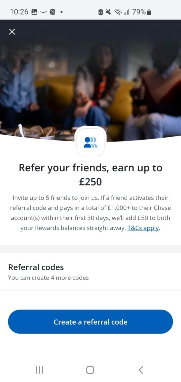 Chase referral code: deposit £1,000 and get £50 free (updated 04/03/2026)